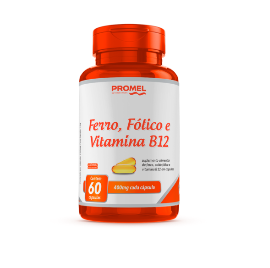 Ferro + Fólico + B12 60 caps - Promel - Cia da Saúde