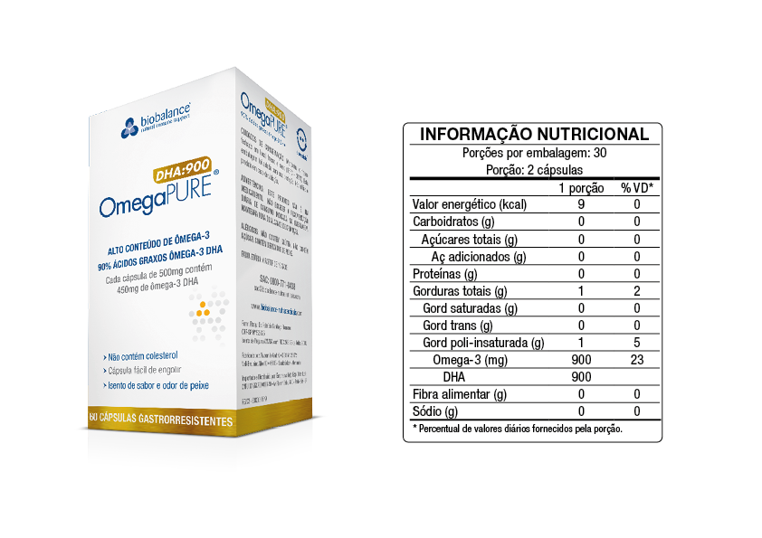 OmegaPure DHA: 900 - 60 cápsulas - Bio Balance | Cia da Saúde